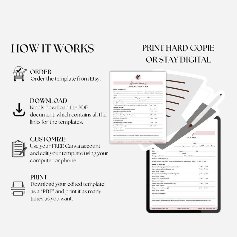 Hairdressing Forms, Hairdresser Contract, Hairstylist Contract, Hair ...