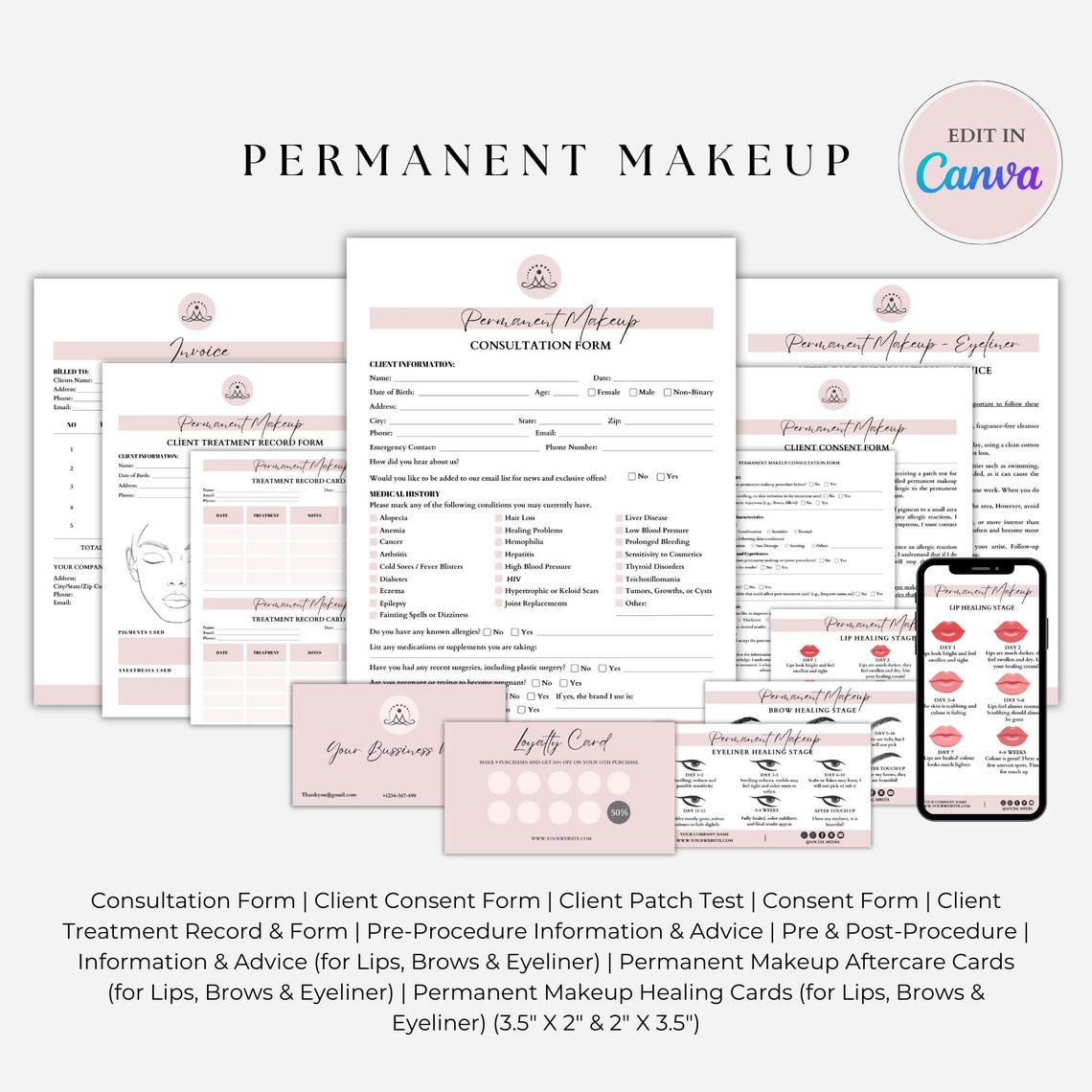 Esthetician Intake, Skincare Forms, Facial Intake Form, PMU Consent ...