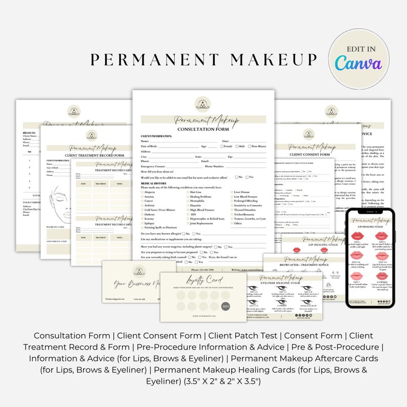 Esthetician Intake, Skincare Forms, Facial Intake Form, PMU Consent ...