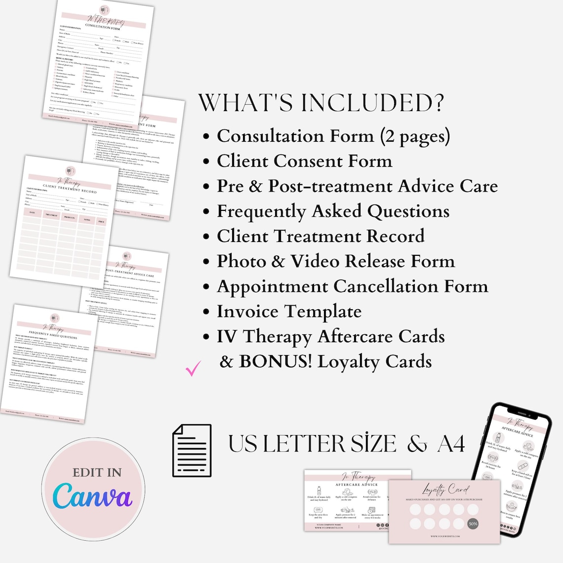 IV Therapy Template, IV Therapy Consent, Intravenous Therapy, Med Spa ...