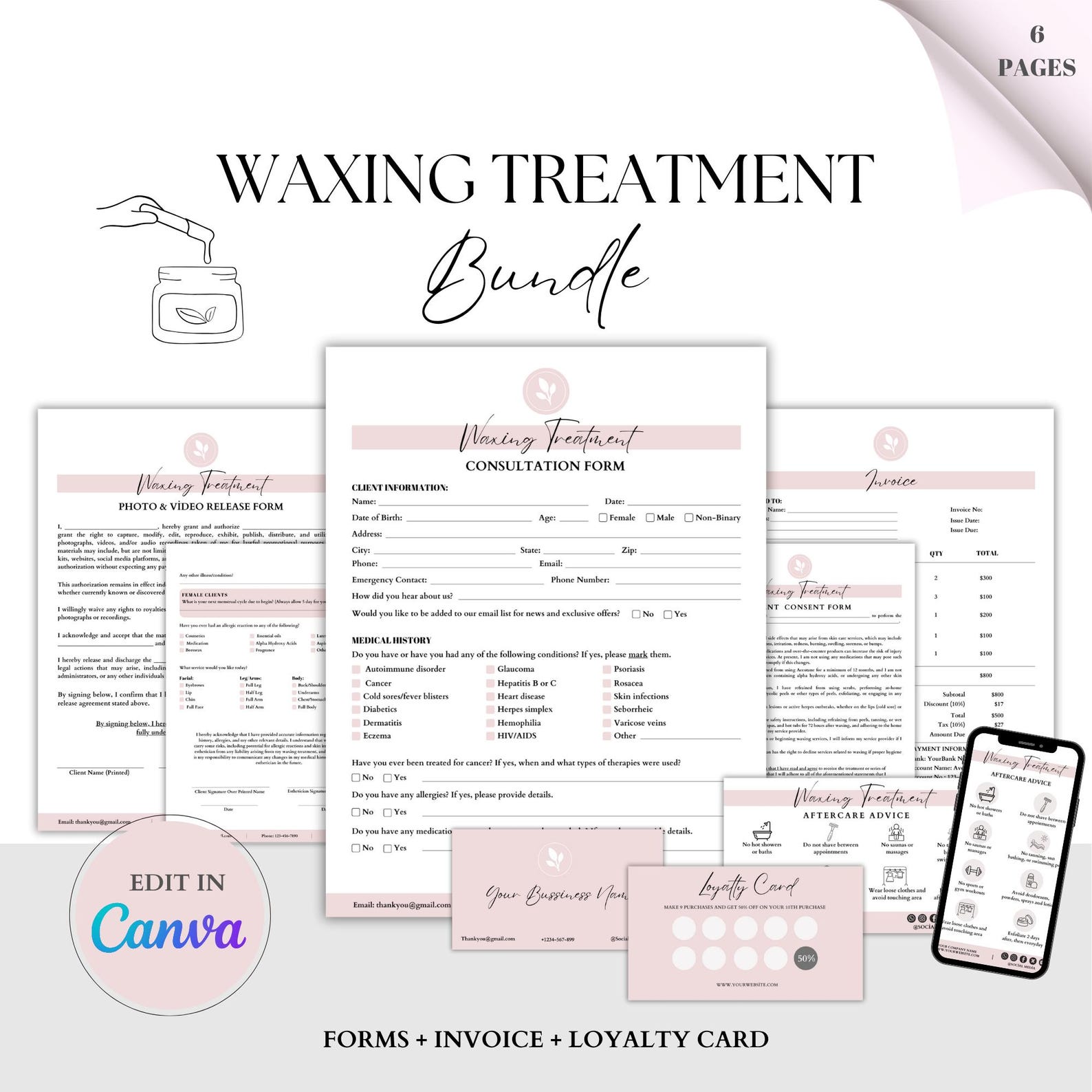 Waxing Consent Form, Skincare Form, Waxing Treatment, Day Spa Forms ...