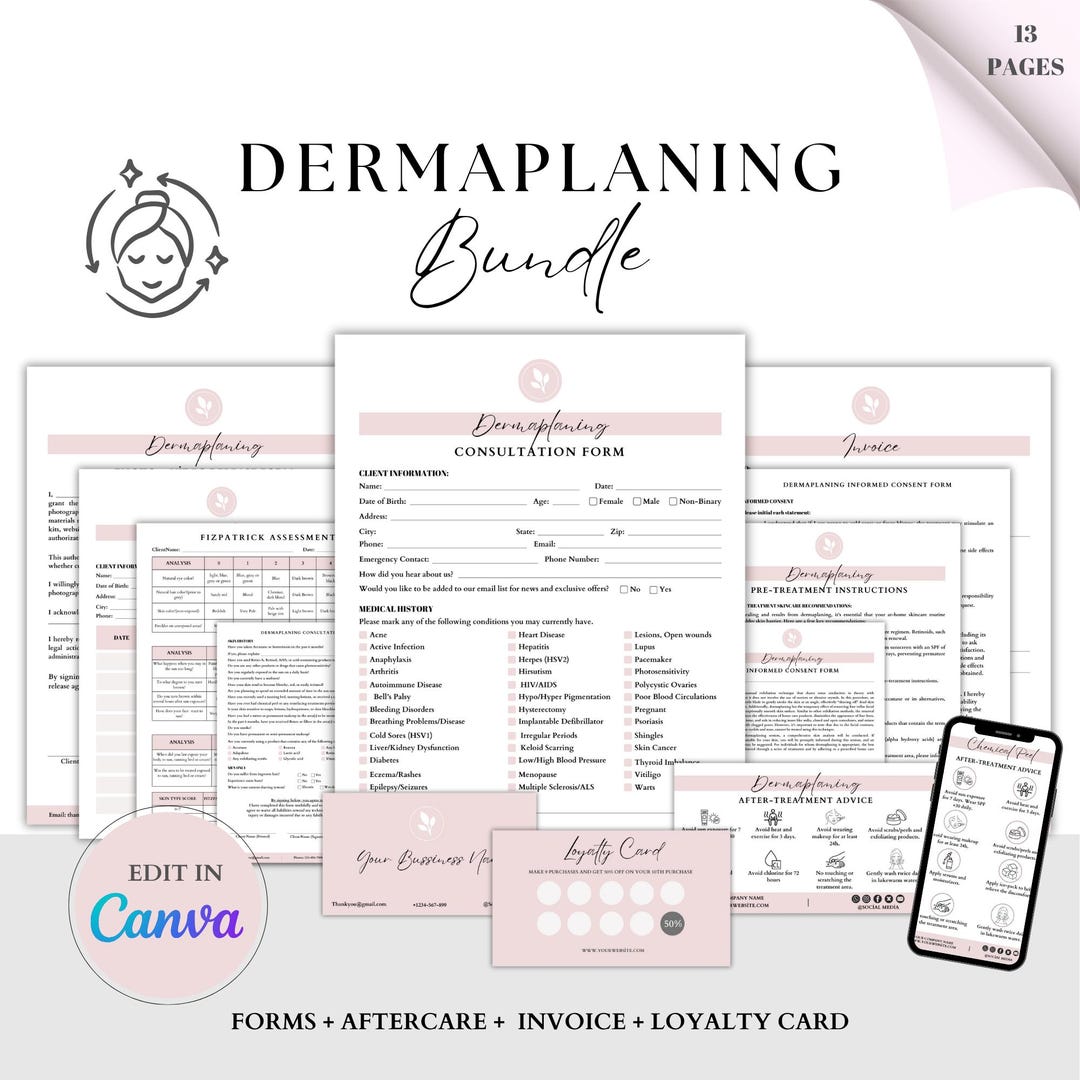 Dermaplaning Forms, Facial Consultation, Skincare Consent, Skincare ...