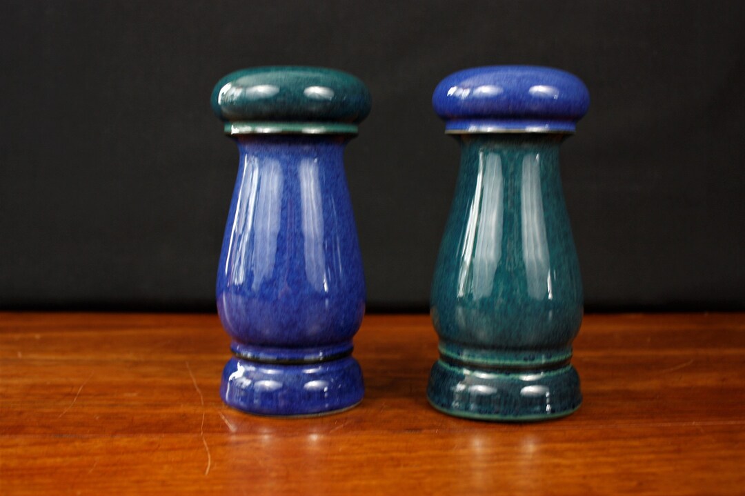 Vintage Denby Metz Green Salt and Pepper Shaker Set Green and Blue ...