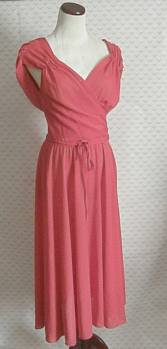 seventies bright red polyester disco dress - Gem