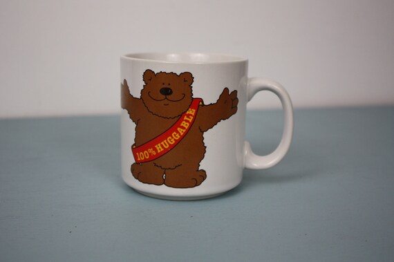 Retro Hug Mug. Cuddly Brown Bear 100% Huggable Vintage 80s | Etsy