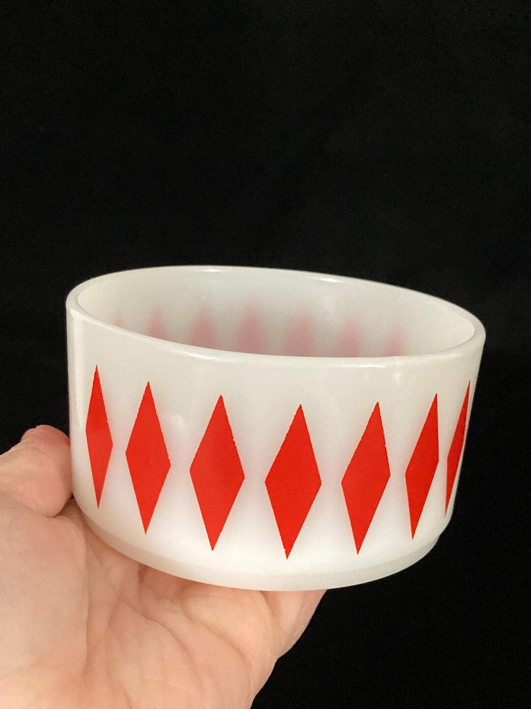 Diamond Pattern Fire King Red Cereal Bowl Vintage Mid Century Bowl Red ...