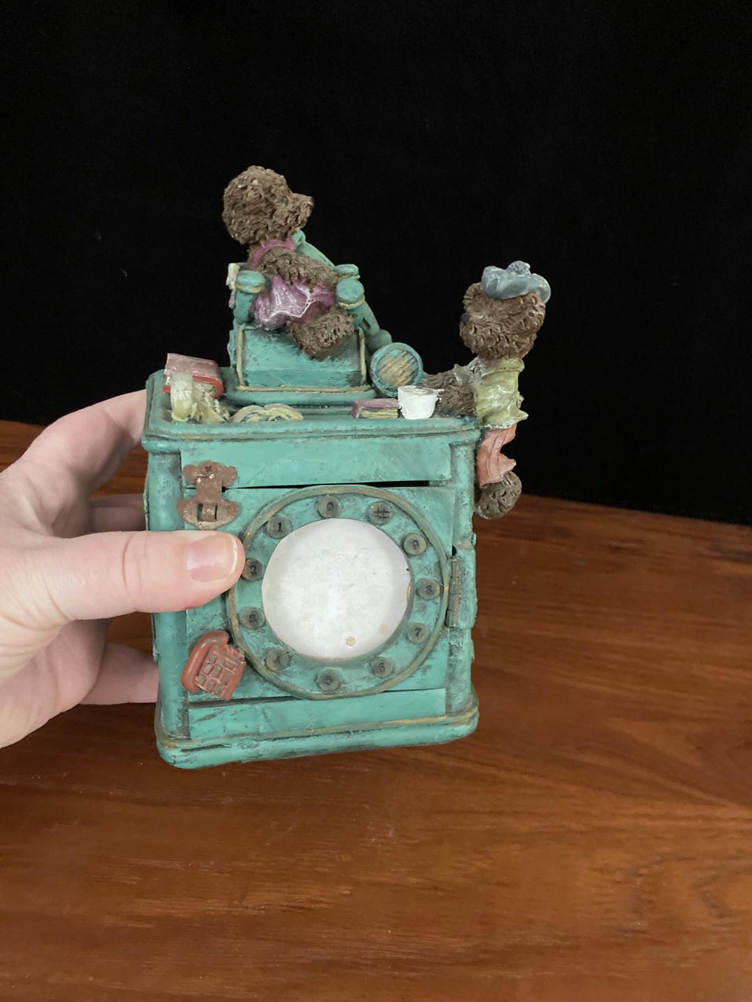 Early 90s Late 80s Resin Teddy Bear Secret Bank With Key and Padlock ...