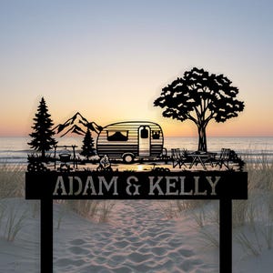 Mountain Camper Custom Metal Sign, Custom RV Yard Sign, Personalized ...