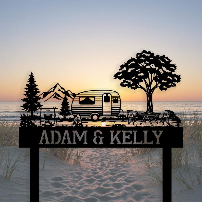 Mountain Camper Custom Metal Sign, Custom RV Yard Sign, Personalized ...