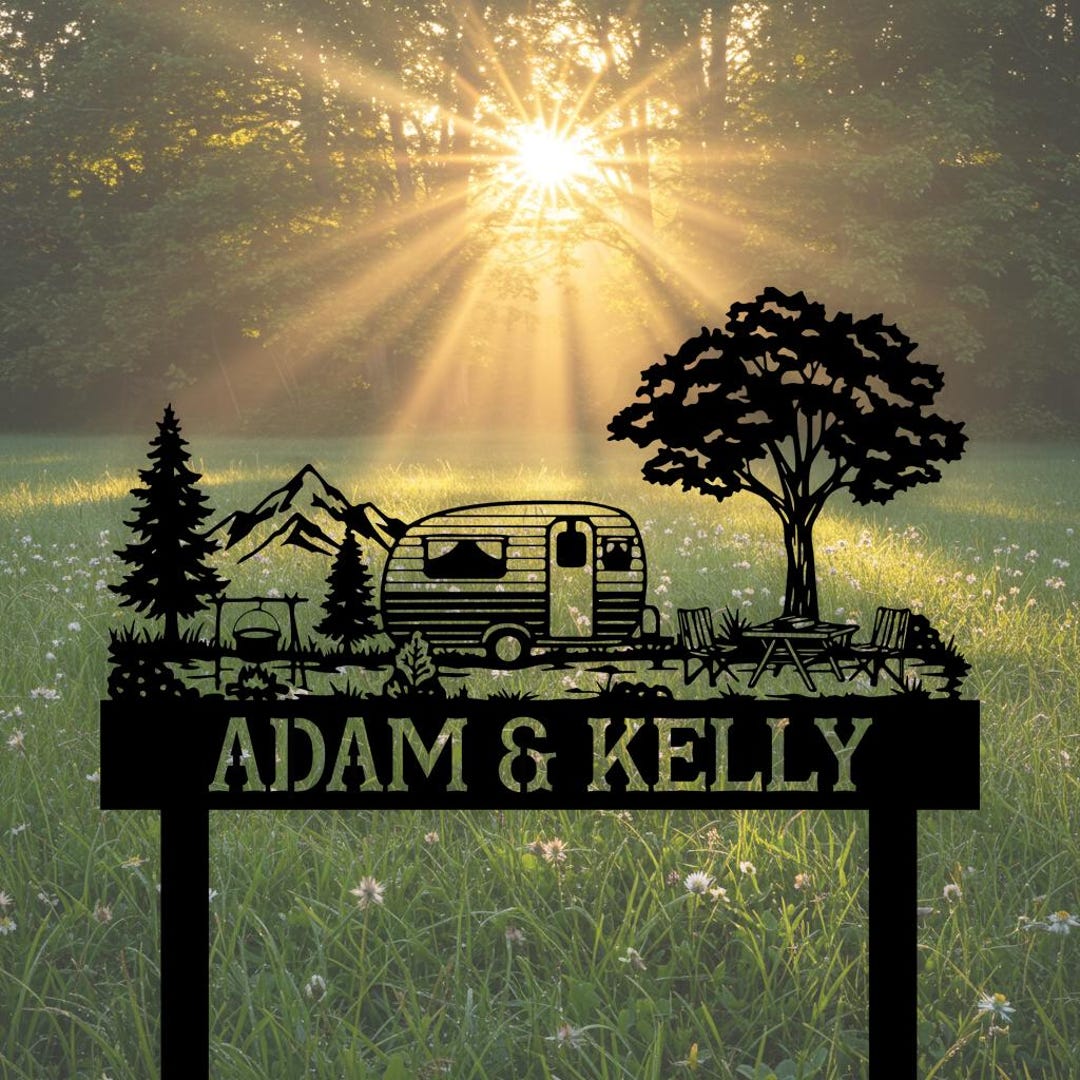 Mountain Camper Custom Metal Sign, Custom RV Yard Sign, Personalized ...