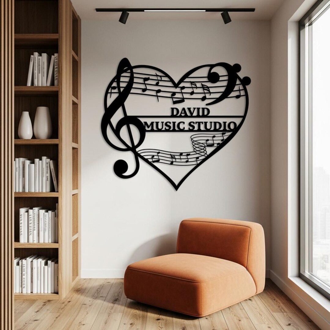 Music Studio Sign, Custom Treble Clef Wall Art, Personalized Music Room ...