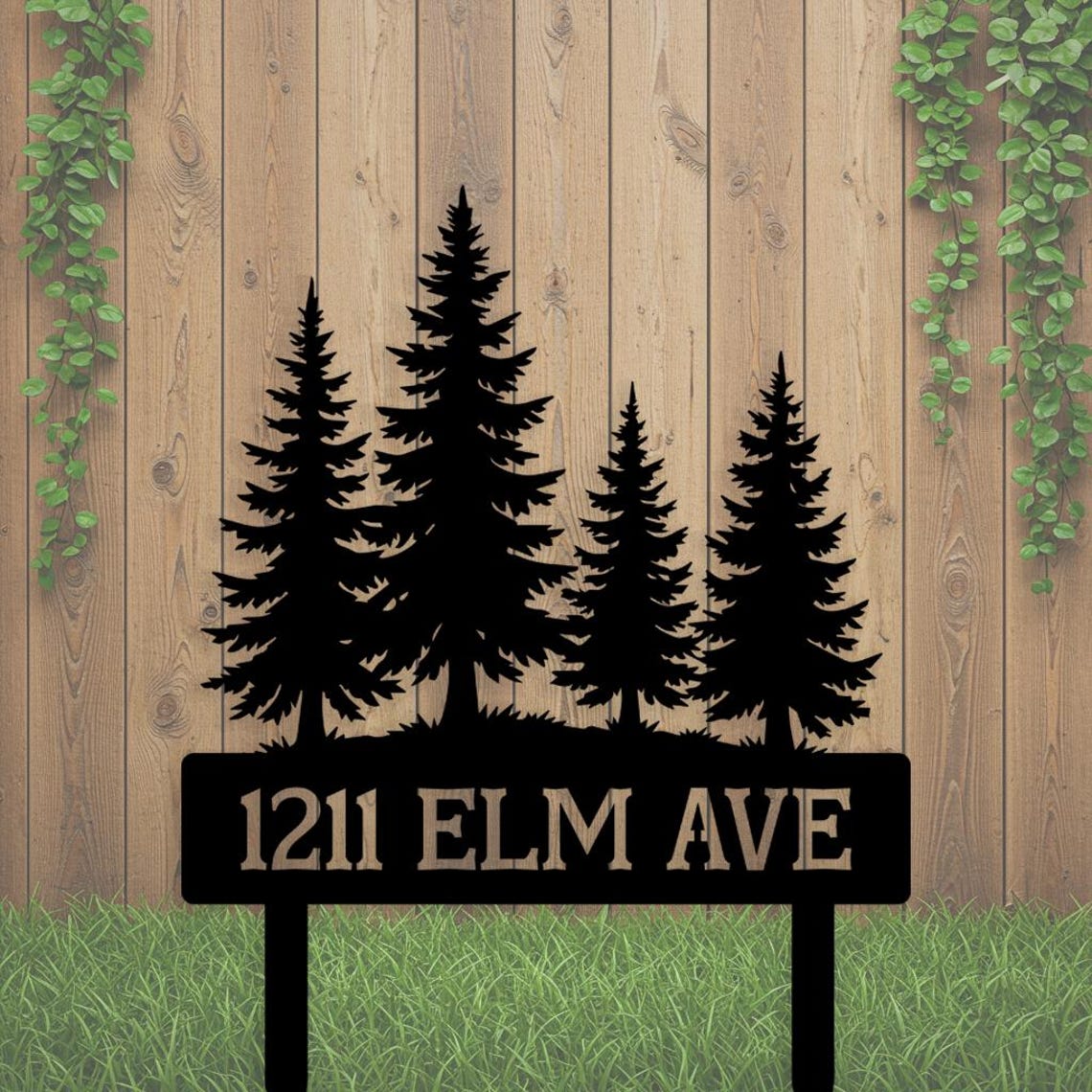 Pine Tree Custom Yard Sign, Personalized Cabin Name Sign, Outdoor Lake ...