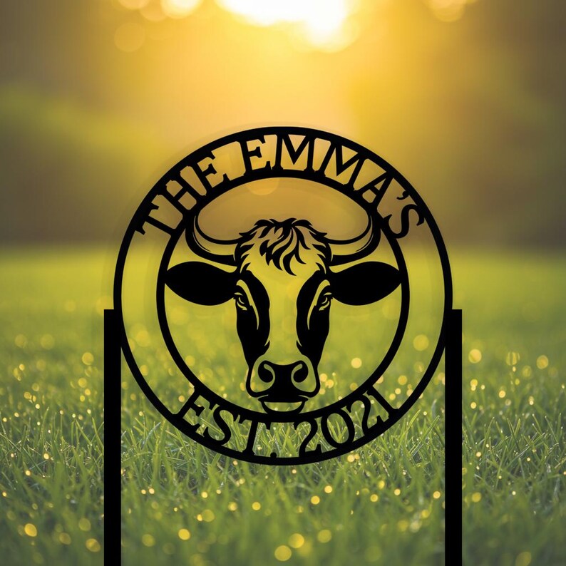 Custom Cow Yard Sign, Personalized Farmhouse Sign, Rustic Ranch Outdoor ...