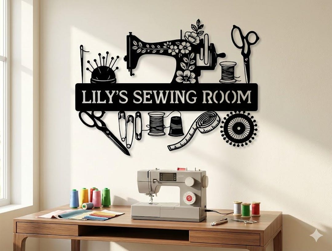 Personalized Sewing Room Metal Sign, Custom Seamstress Wall Decor, Cute ...