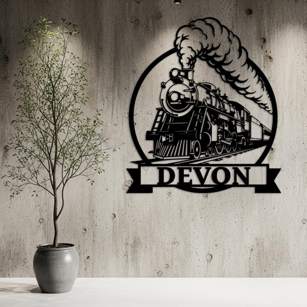 Steam Train Name Sign, Retro Railroad Metal Wall Art, Custom Train ...