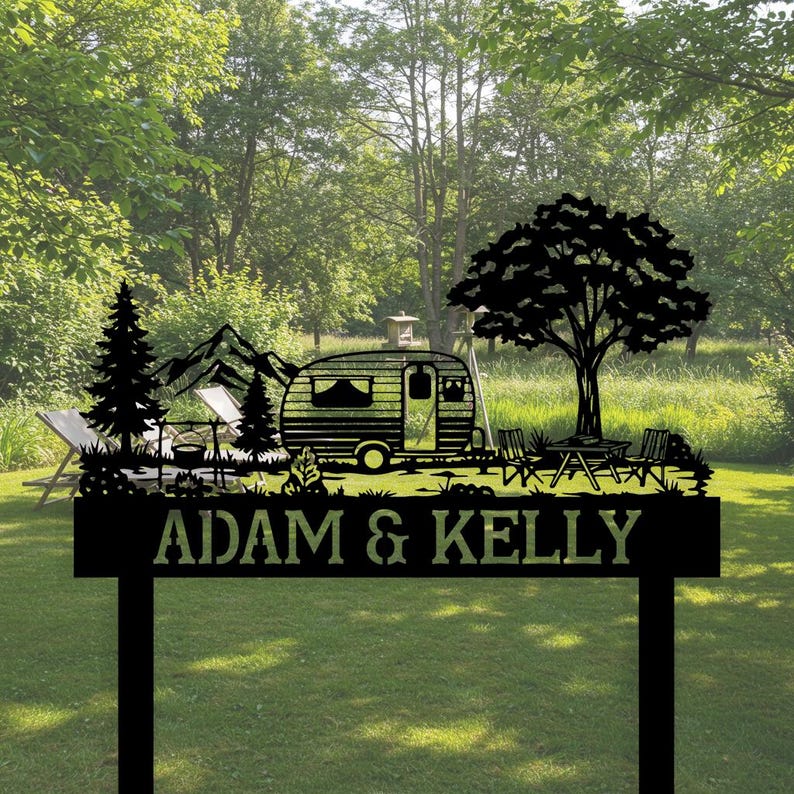 Mountain Camper Custom Metal Sign, Custom RV Yard Sign, Personalized ...