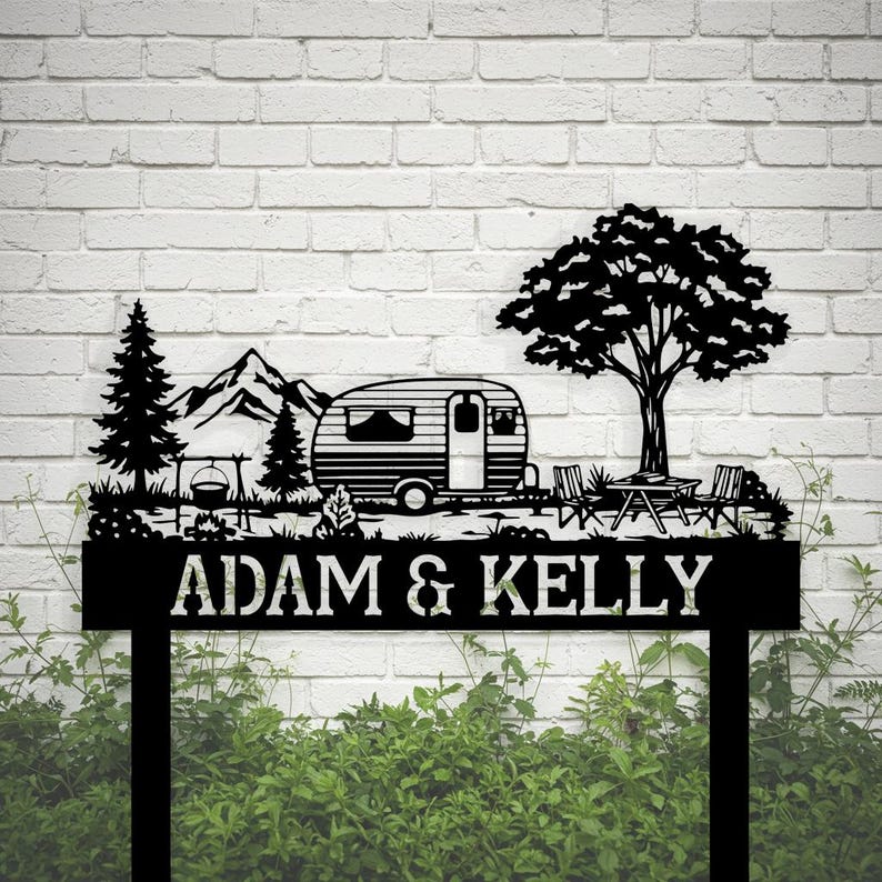 Mountain Camper Custom Metal Sign, Custom RV Yard Sign, Personalized ...