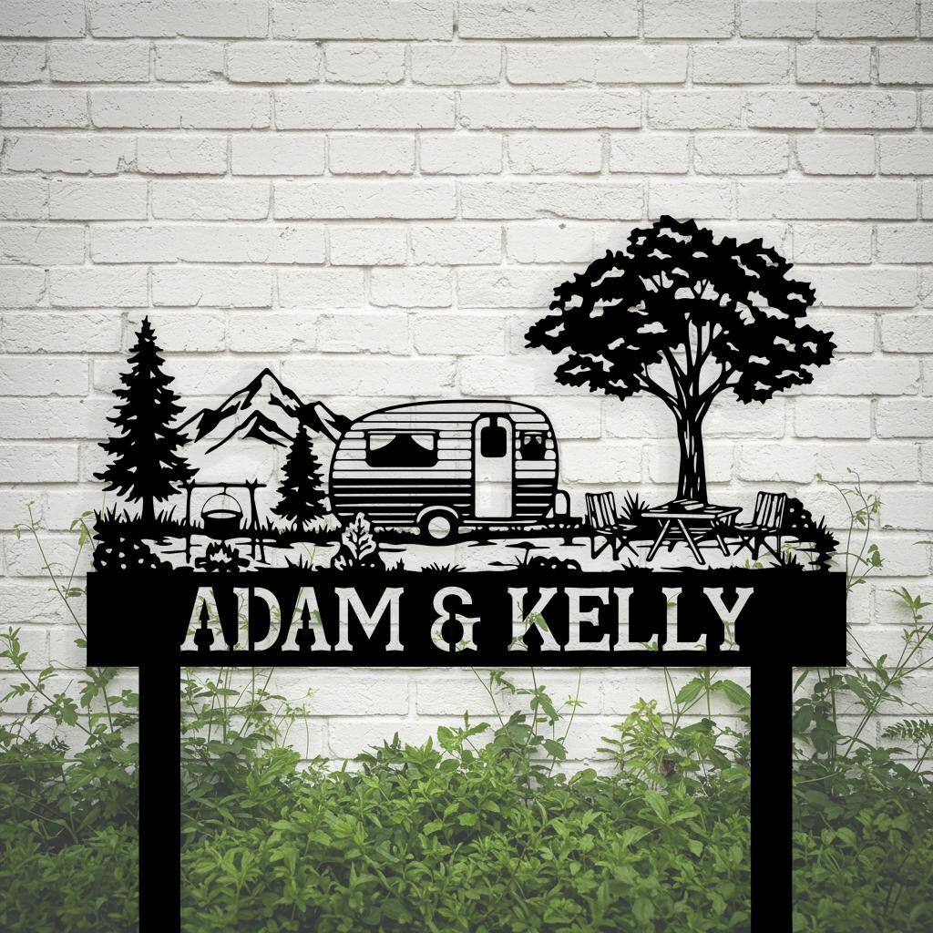 Mountain Camper Custom Metal Sign, Custom RV Yard Sign, Personalized ...