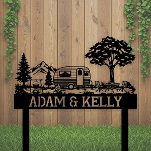 Mountain Camper Custom Metal Sign, Custom RV Yard Sign, Personalized ...