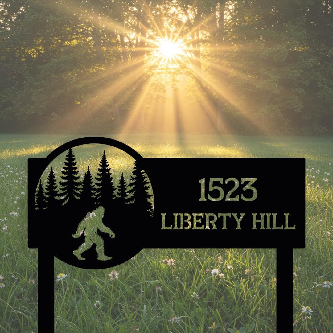 Bigfoot Full Address Yard Sign, Custom Metal House Number Decor ...
