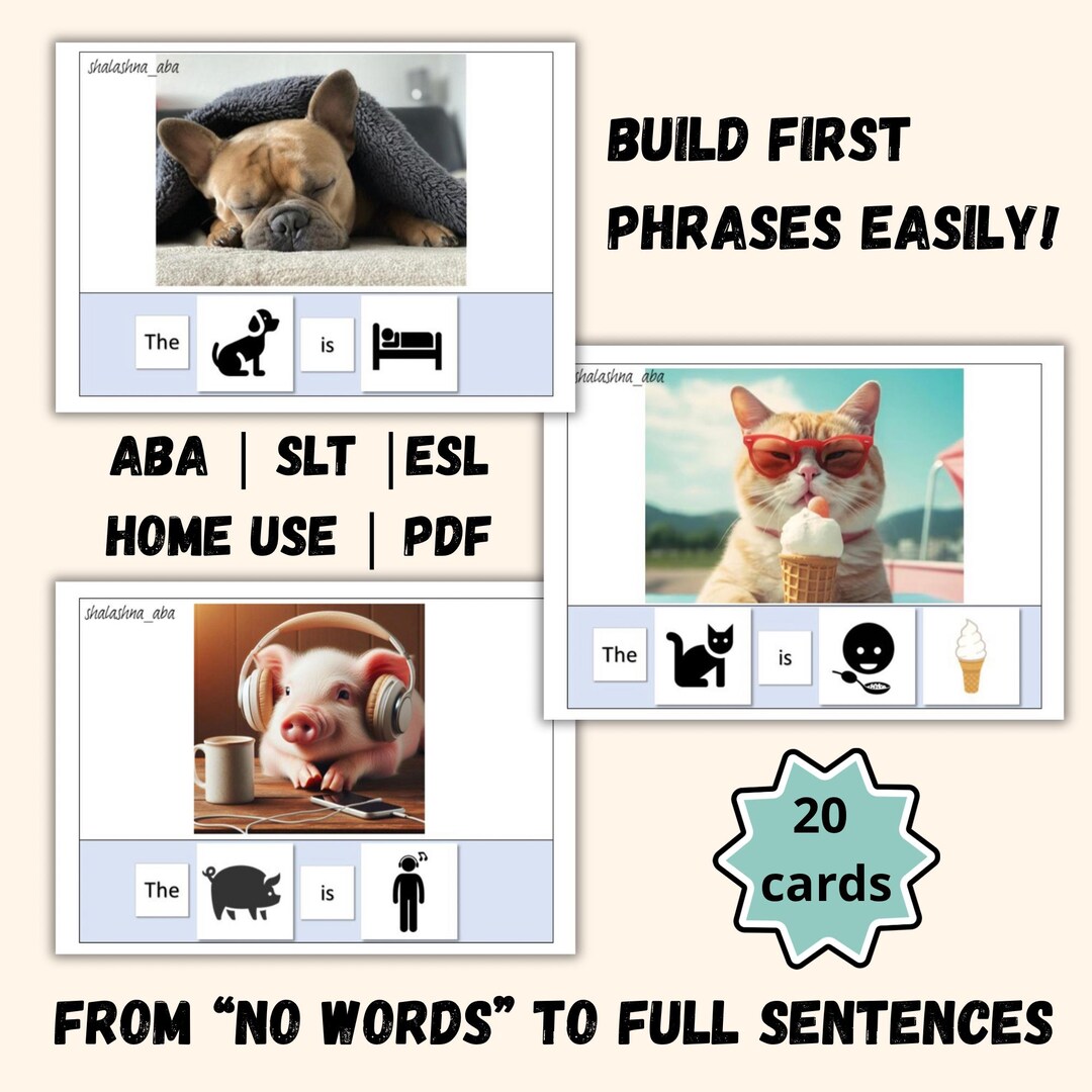Farm and Pet Sentence Building Cards | 20 Animal Activities in Pictures ...