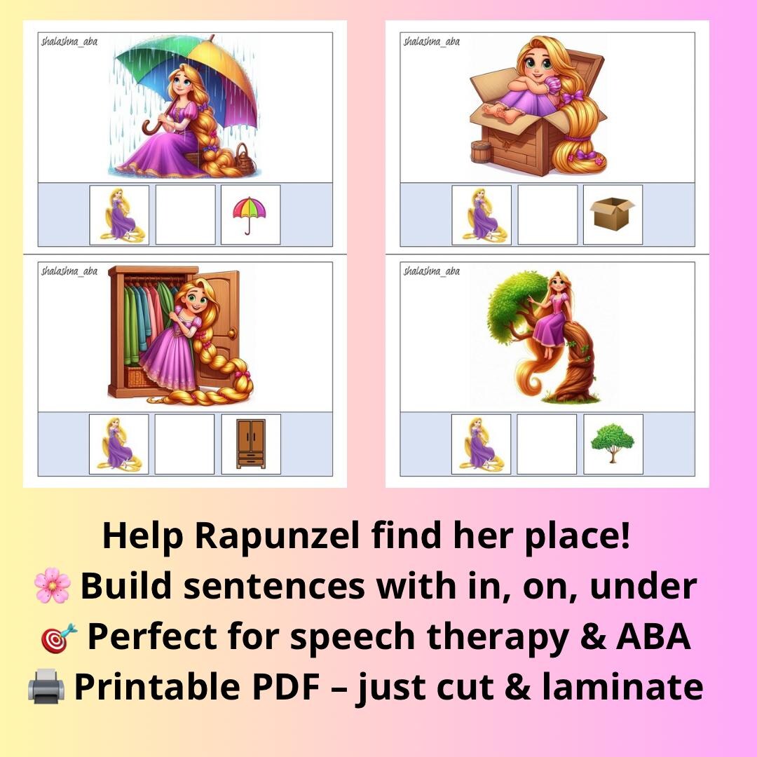 Princess Rapunzel Prepositions Printable – Sentence Builder for “in, On ...