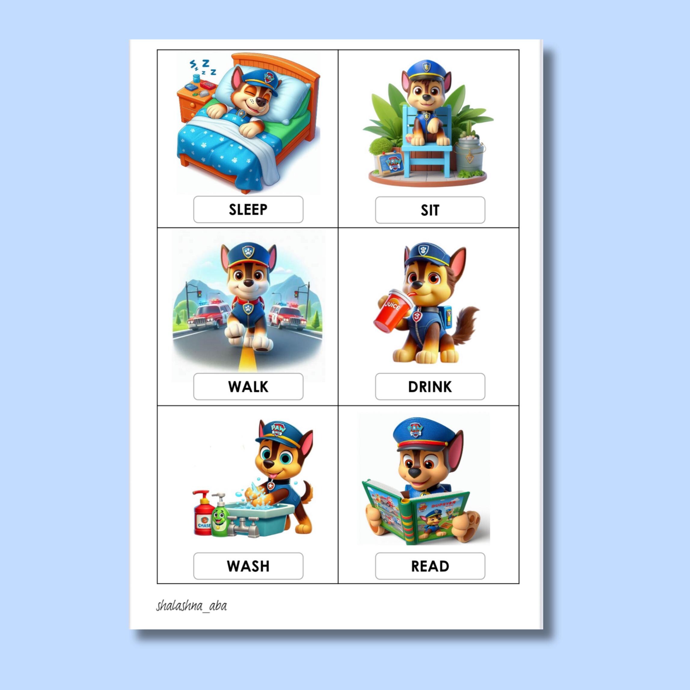 Paw Patrol Verb Flashcards – 24 Printable Action Cards for Speech ...