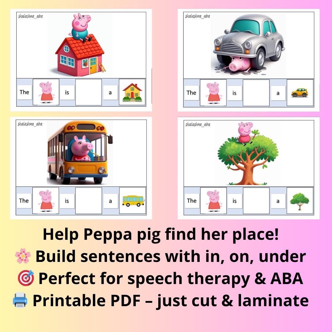 Peppa Pig Prepositions Printable – Sentence Builder for “in, On, Under ...
