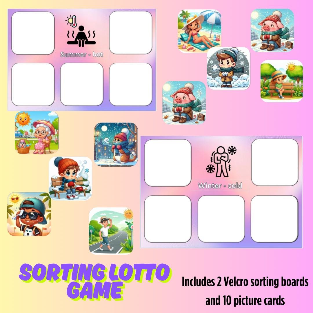 Summer Vs Winter Sorting Game for Kids – Velcro Categorization Activity ...
