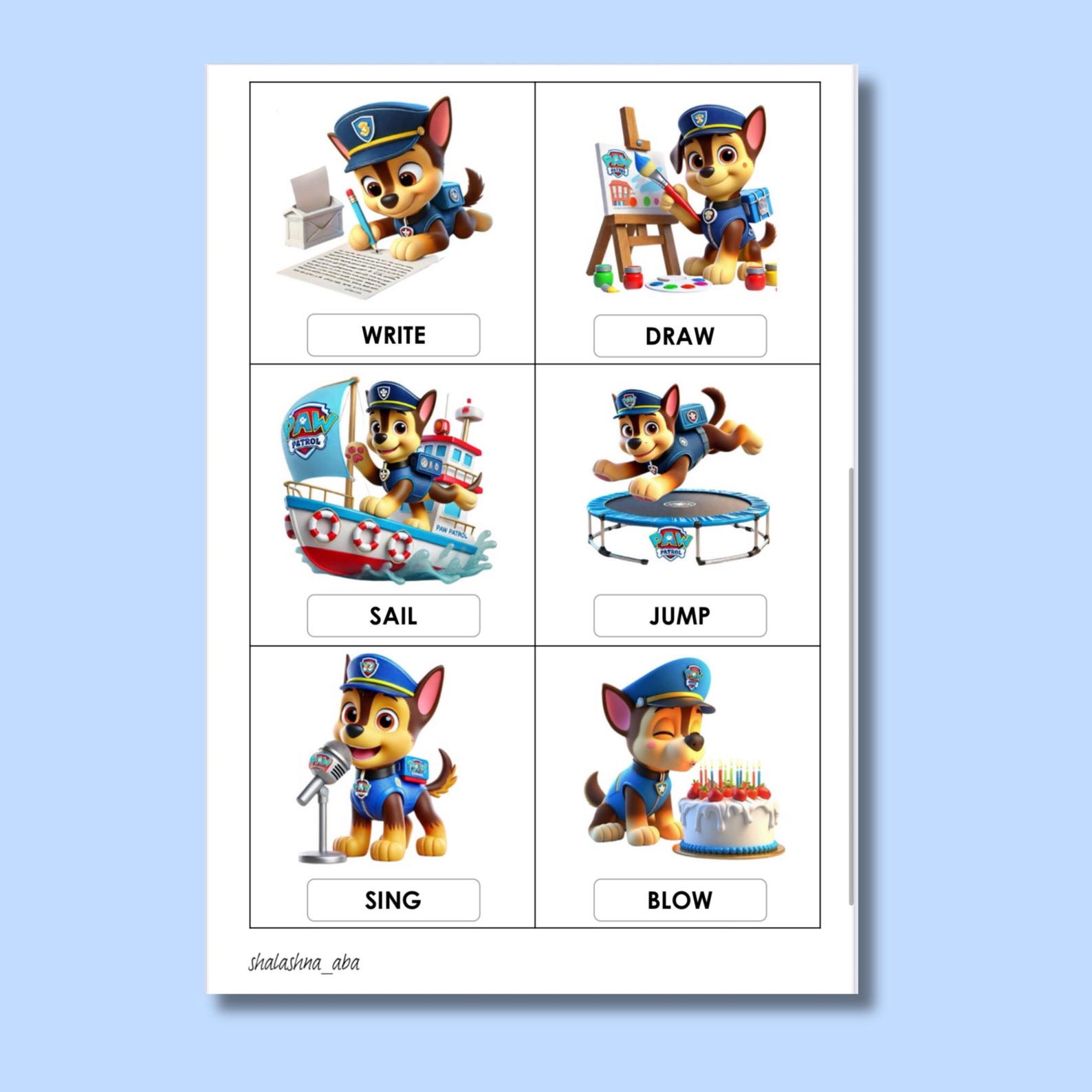 Paw Patrol Verb Flashcards – 24 Printable Action Cards for Speech ...