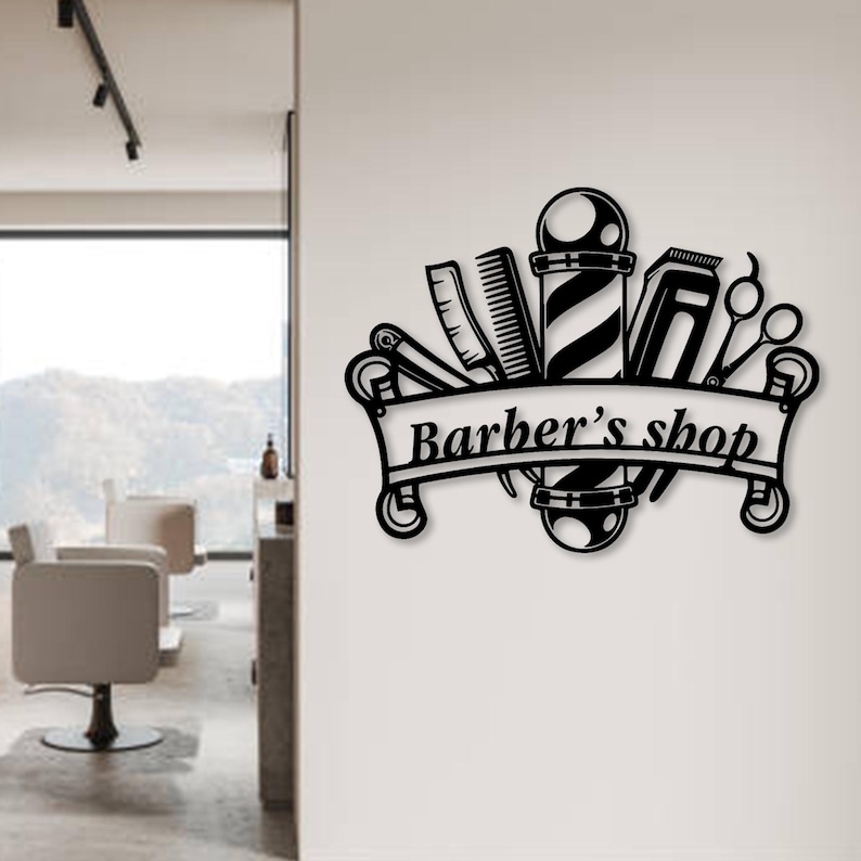 Custom Barber Shop Metal Sign: Personalized LED Wall Art - Etsy