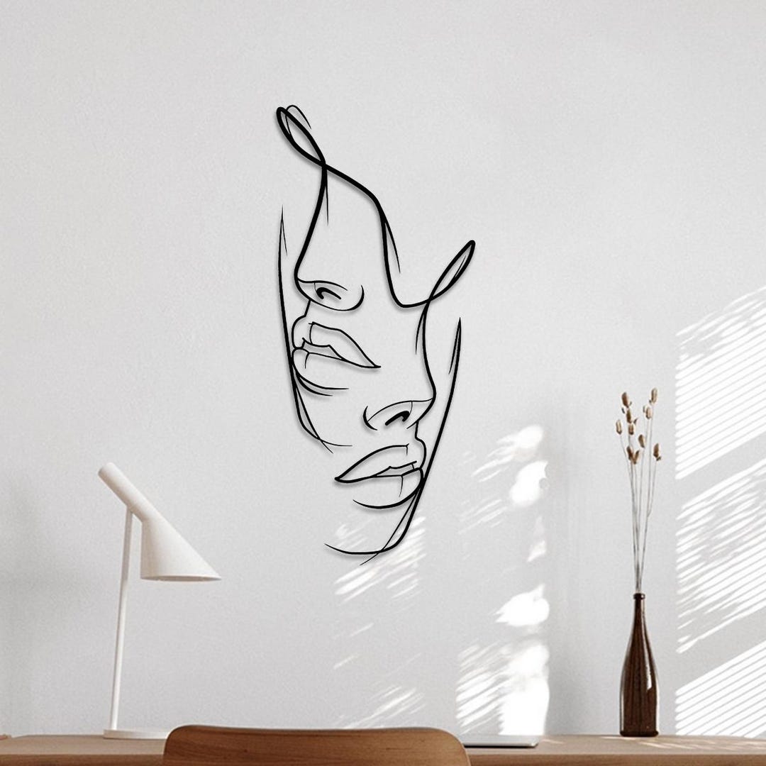 Custom Wire Faces Wall Art, Abstract Couple Wall Decor, Minimalist Line ...