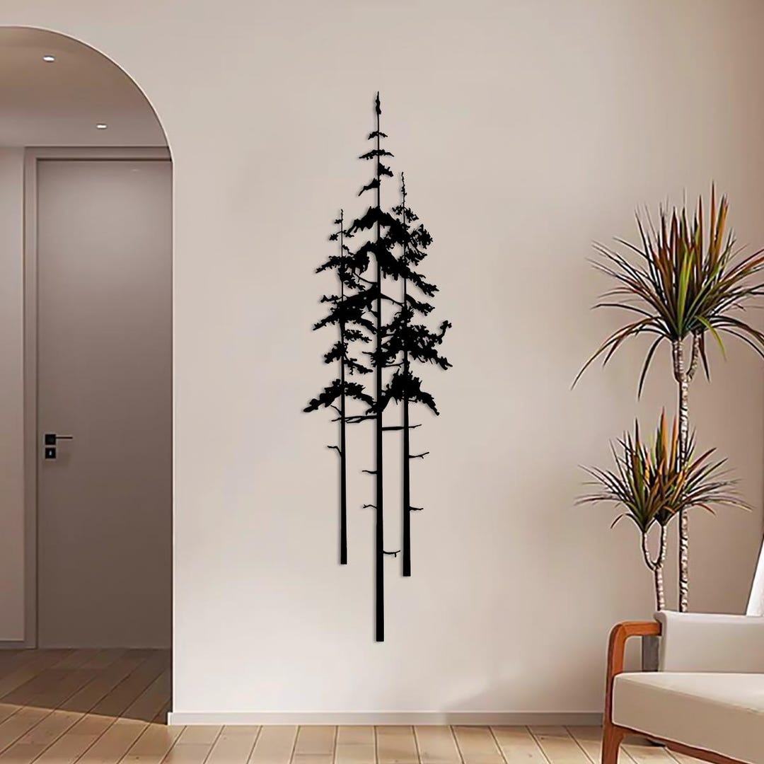 Cedar Tree Metal Wall Art, Three Tree Metal Sign, Custom Metal Wall ...