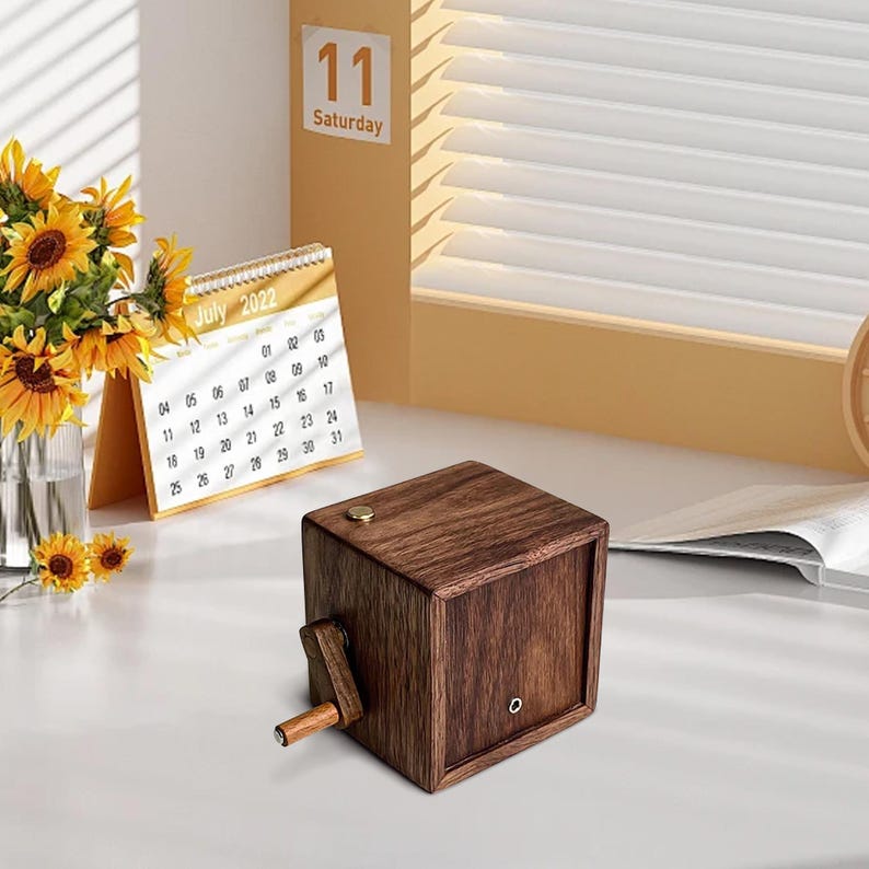 Personalized Rotating Photo Frame: Walnut Wood Memory Box Night Light ...