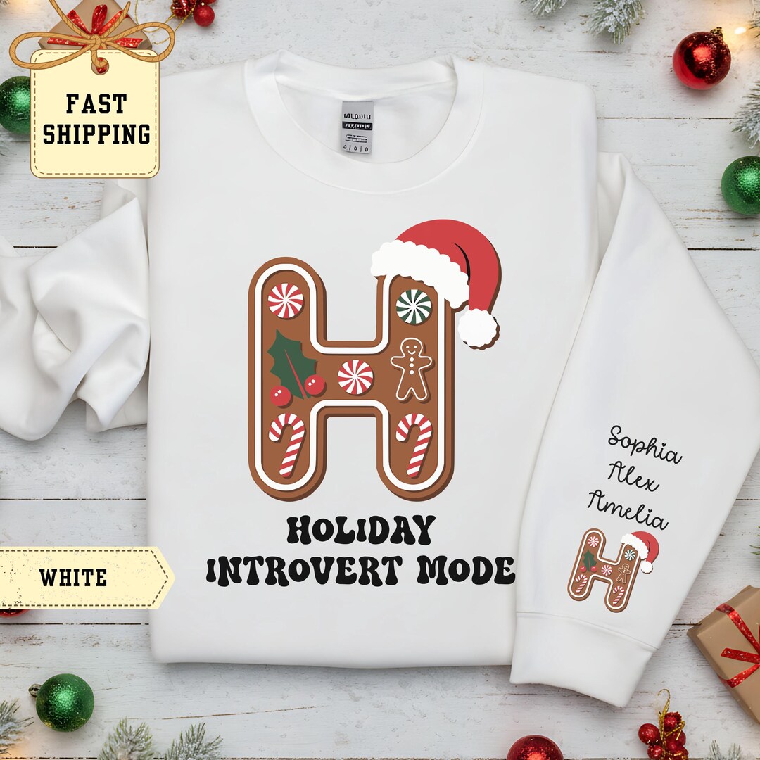 Holiday Introvert Mode Sweatshirt | Funny Gingerbread Christmas Sweater ...