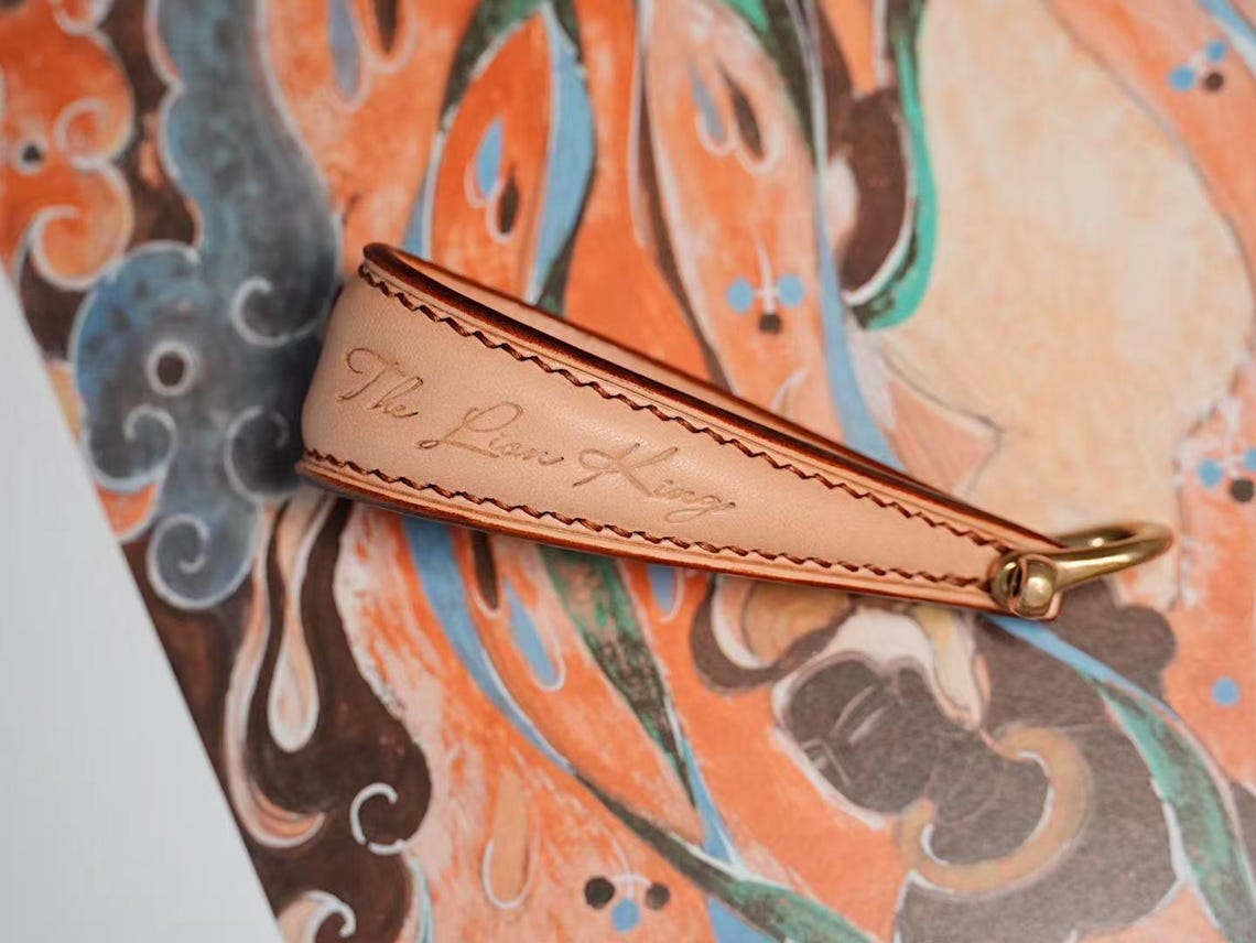 Handmade Brown Leather Keychain With Gold Hook & White Stitching ...