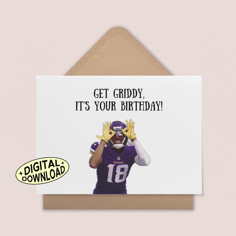 Justin Jefferson Minnesota Vikings Greeting Card - NFL Football Cartoon ...