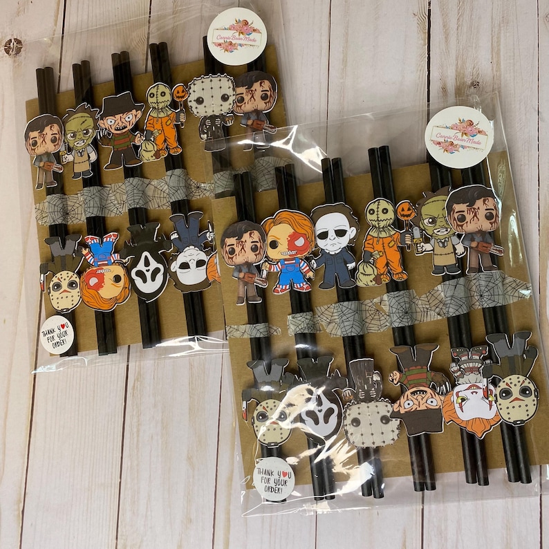 Horror Movie Character Straws, Halloween Birthday Cupcake Decor - Etsy