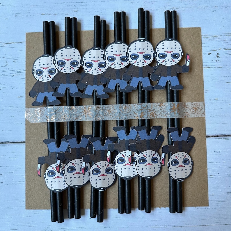 Horror Movie Character Straws, Halloween Birthday Cupcake Decor - Etsy