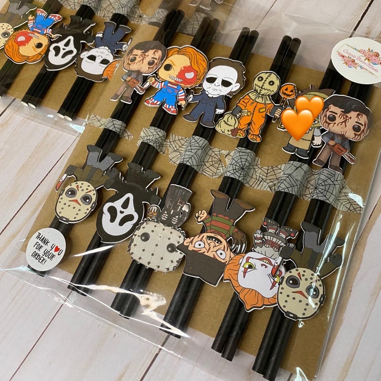 Horror Movie Character Straws, Halloween Birthday Cupcake Decor - Etsy