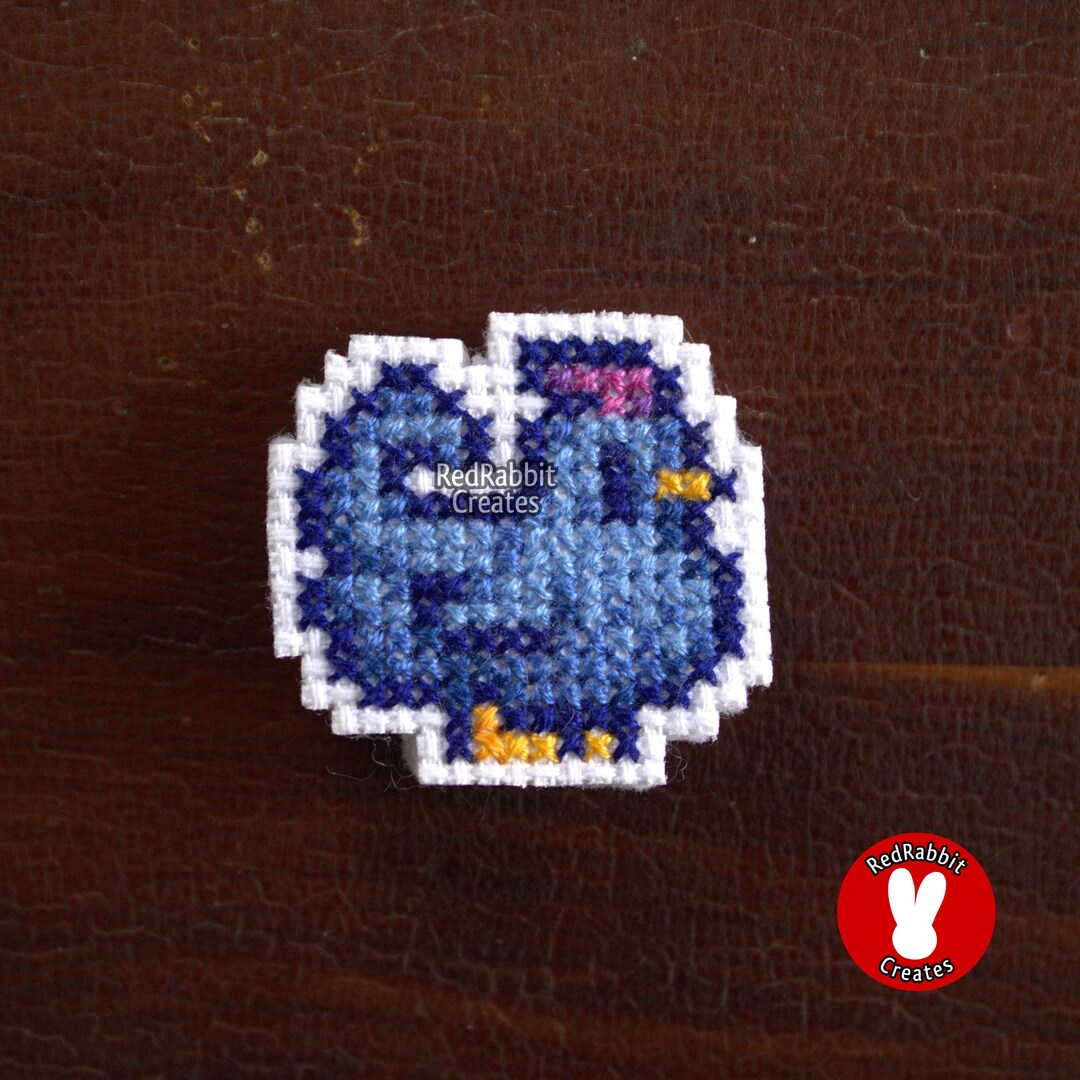 Blue Chicken Stardew Valley Cross Stitch Pin - Etsy