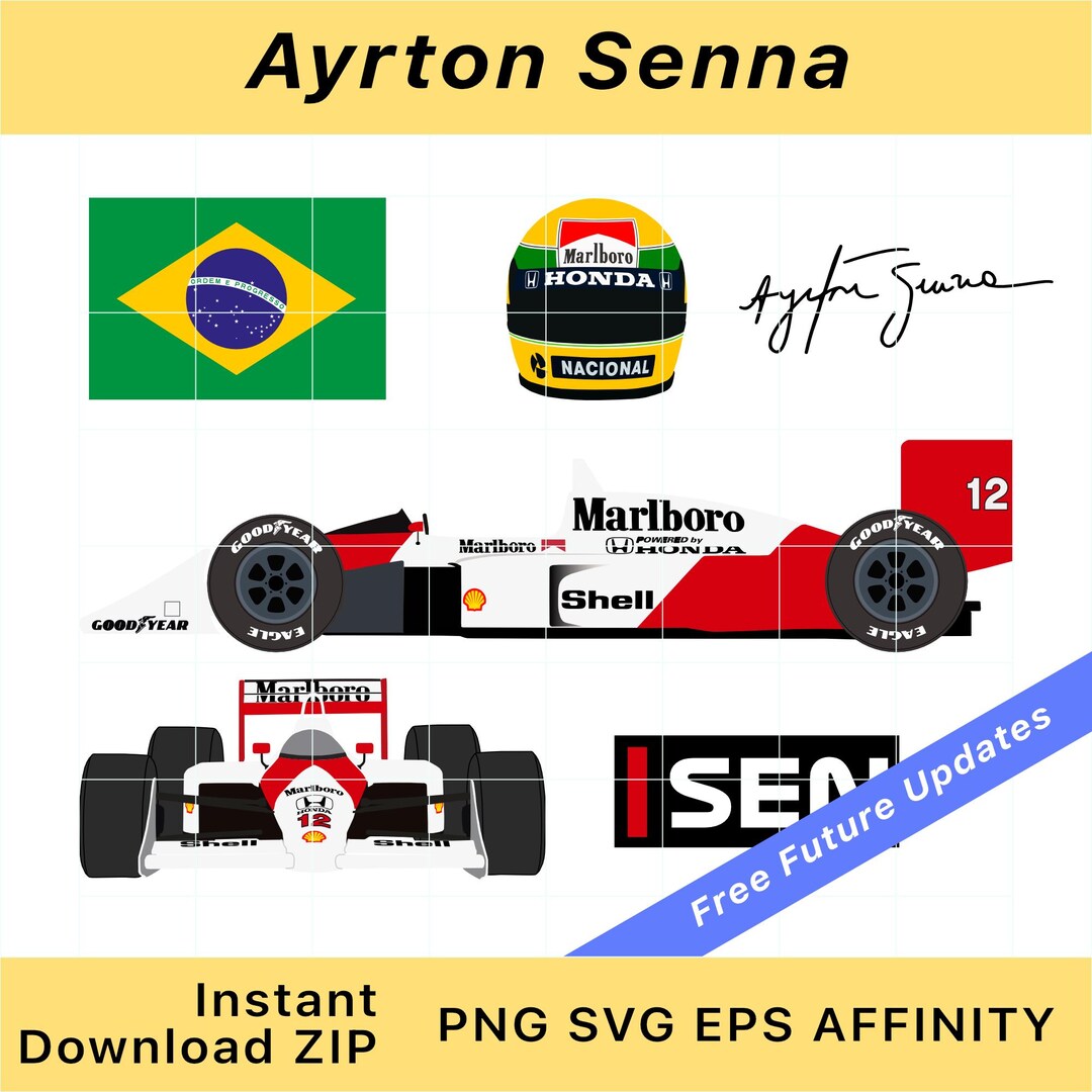 Ayrton Senna Image Set F1 Layered SVG Diy Project Instant Download PNG ...