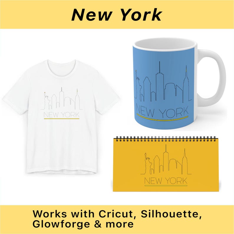 New York Skyline SVG and PNG Bundle | City Line Art Clipart for Cricut ...