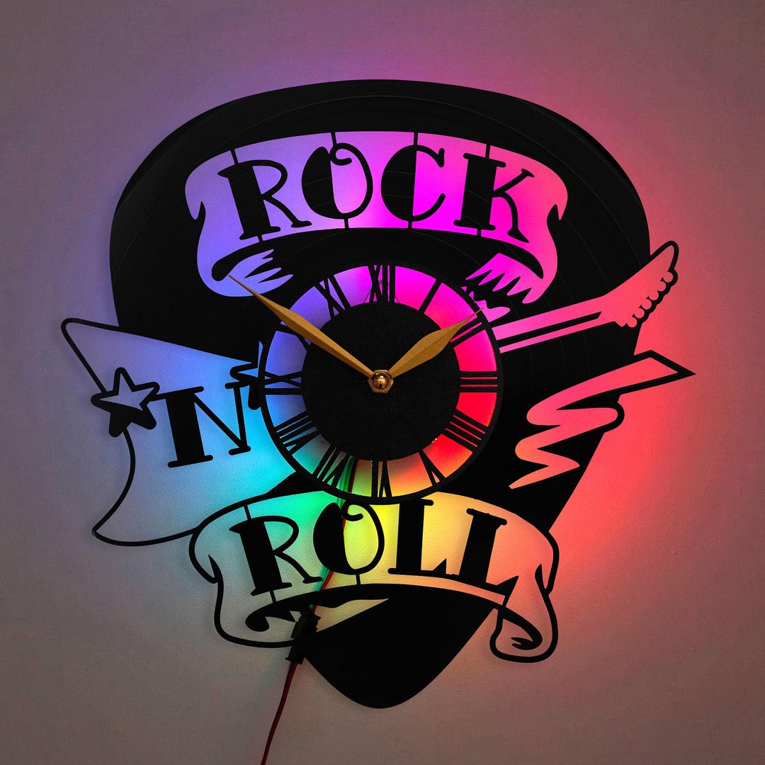 Rnr Clock, Rock N Roll Clock, Guitar Clock, Music Clock, Guitar Clock ...