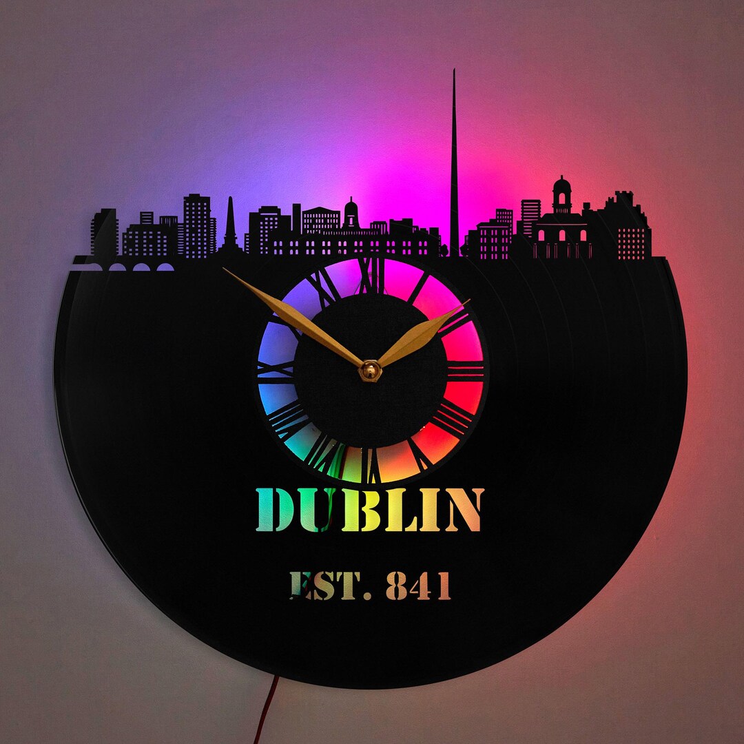 Dublin Wall Clock, Dublin Skyline Clock, Dublin City Wall Art, Dublin ...