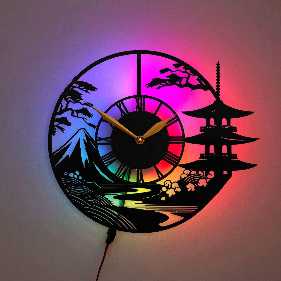 Japan Clock, Sakura Clock, Mount Fuji Clock, Zen Home Decor, Gift for ...