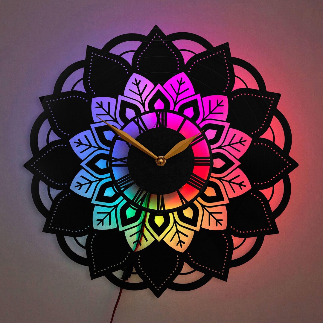 Mandala Wall Clock, Mandala Gift, Mandala Decor, Flower Wall Clock ...