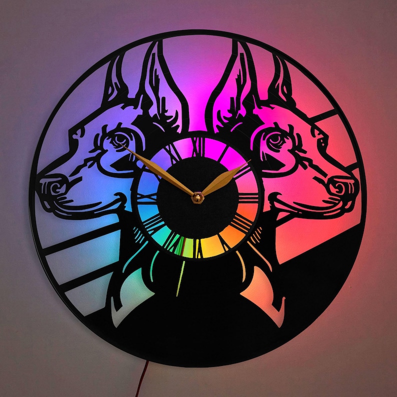 Doberman Clock, Dog Inspired Clock, Dog Lover Decor, Animal Lovers Gift ...