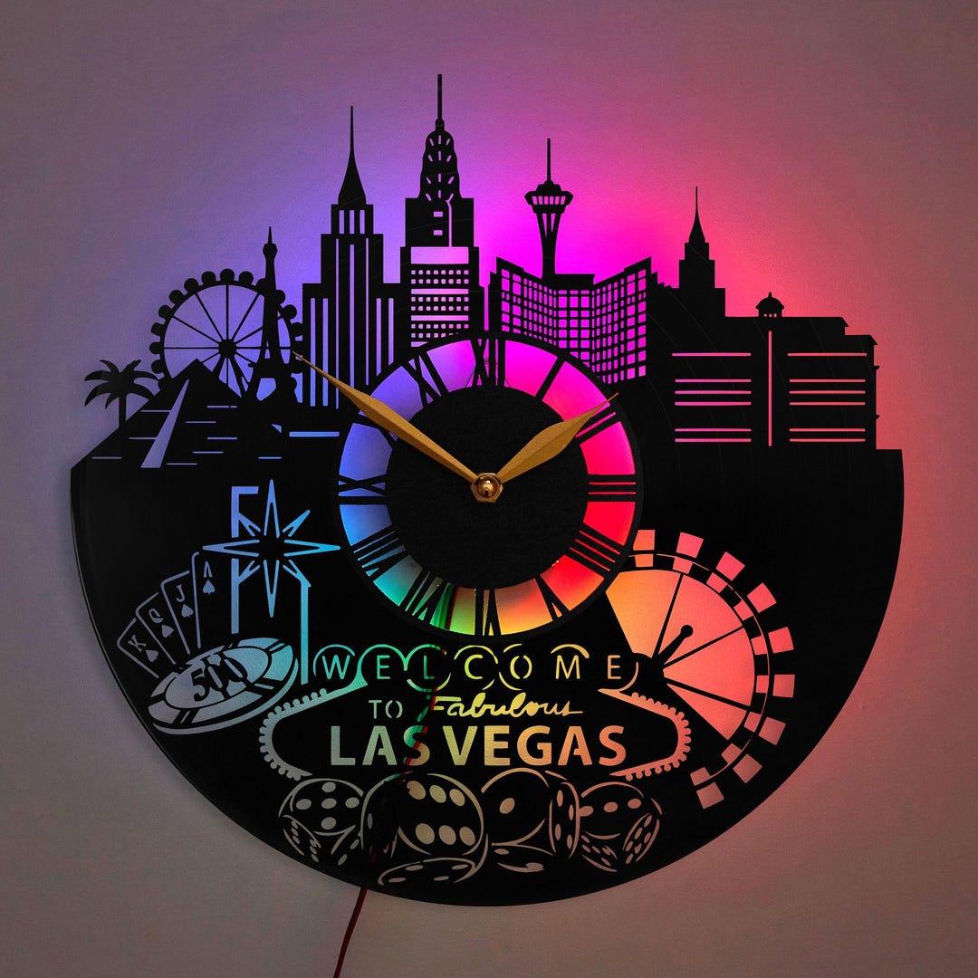 Las Vegas Clock, Vegas Themed Decor, Travel Themed Clock, Casino Decor ...