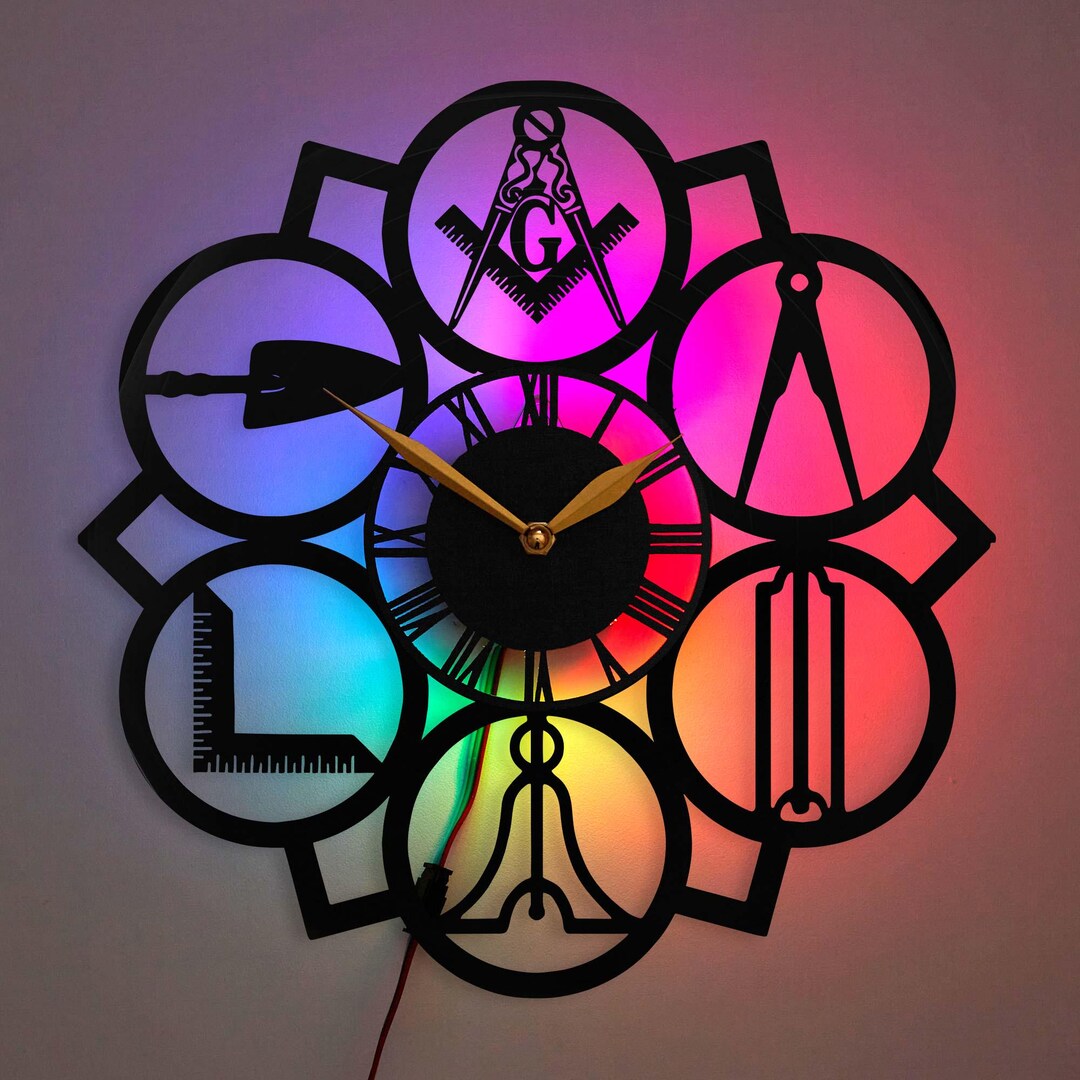 Masonic Wall Clock, Freemason Symbol Clock, Mason Decor, Freemasonry ...